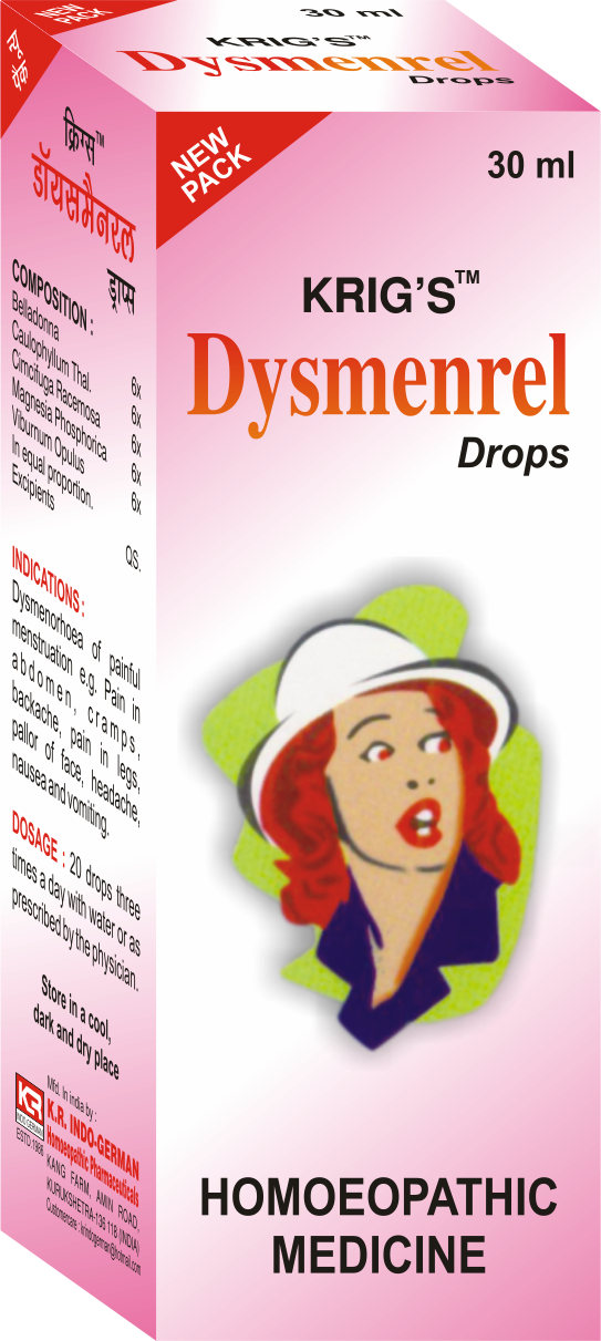Dysmenrel Drops (30 ml) – K R INDO GERMAN HOMOEOPATHIC PHARMACEUTICALS